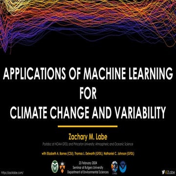 Applications of machine learning for climate change and variability | PPT