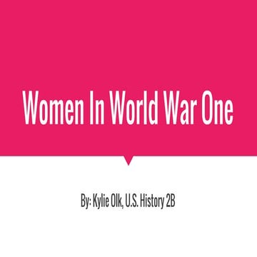 Women In World War One | PPTX