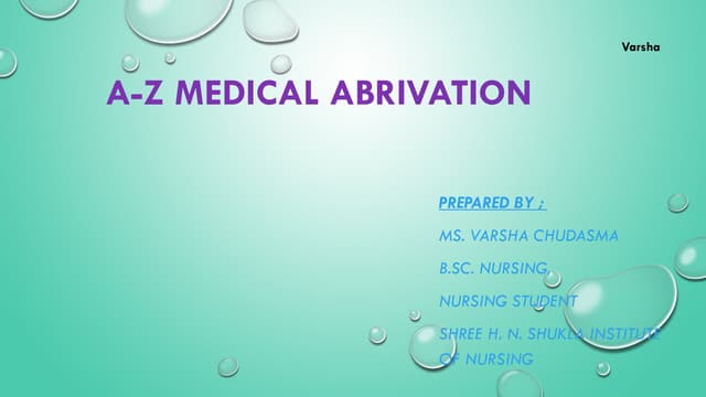 Medical abbreviation used in clinical setting | PPTX