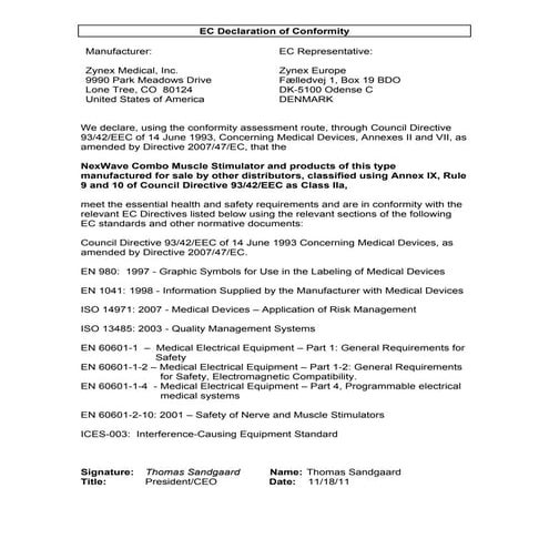 ZMPCZM016000.13.04 EC Declaration of Conformity NexWave | PDF