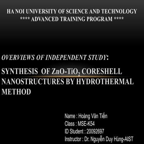 independent study : TiO2-ZnO coreshelll | PPT