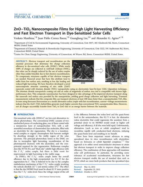 Dye Sensitized Solar Cell Dssc Ppt