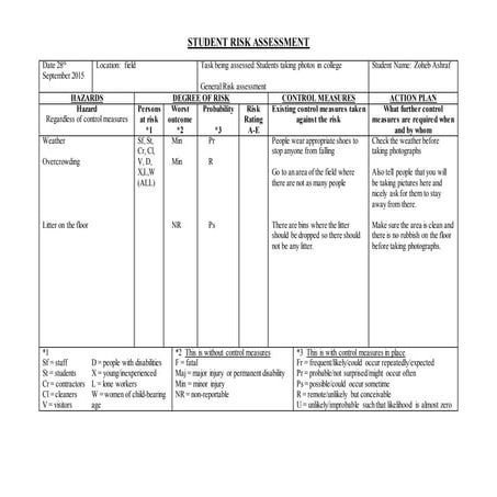 Student risk assessment | DOCX