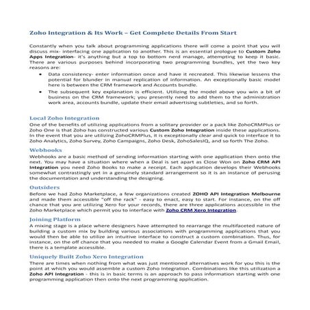 Zoho Integration & Its Work – Get Complete Details From Start | PDF