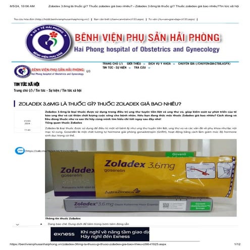 Hướng dẫn sử dụng thuốc Zoladex 3.6mg hiệu quả | PDF
