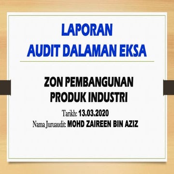 Laporan Audit Dalaman EKSA yang memerlukan penambahbaikan | PDF