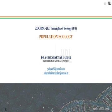 Introduction to Population Ecology and different aspects of a ...