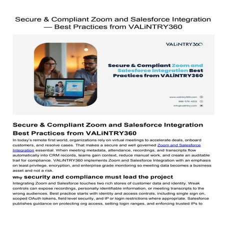Salesforce Zoom Integration - VALiNTRY360 | PDF