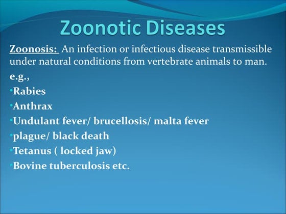Zoonotic infections | PPTX | Infectious Diseases | Diseases and Conditions