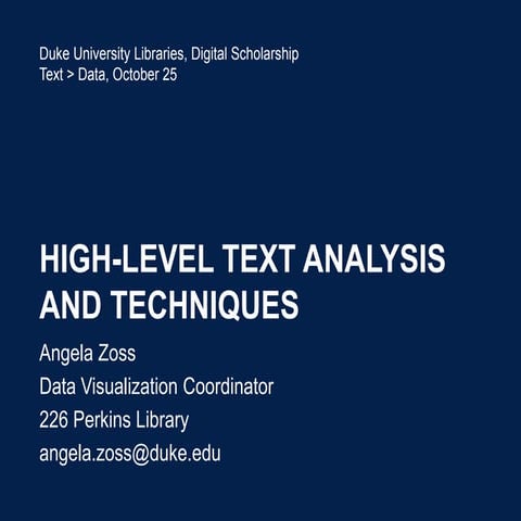 Zoss High-Level Text Analysis and Techniques | PPTX