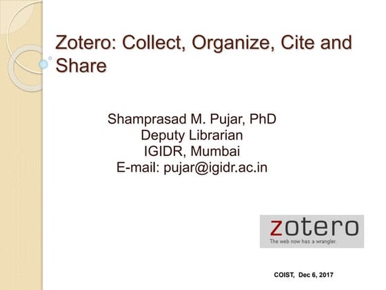 Zotero: Step by step guide | PPT