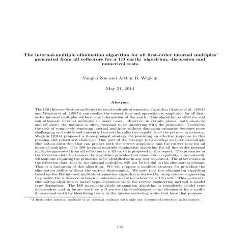 The internal-multiple elimination algorithm for all first-order internal multiplesy generated ...