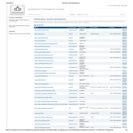 Zoznam zamestnancov uis | PDF