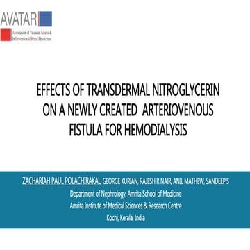 EP7:Transdermal Nitroglycerin Role In AVF Maturation | PPTX | Heart and ...