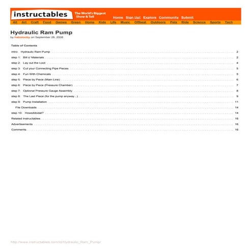 Making a Hydraulic Ram Pump from Simple Plumbing Parts | PDF