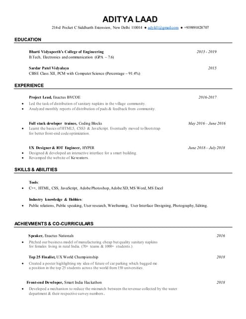 Cv aditya laad | PDF