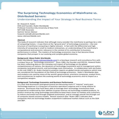 The Surprising Technology Economics of Mainframe vs. Distributed ...