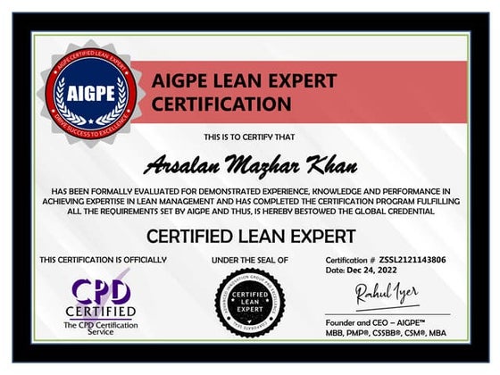 Lean Six Sigma White Belt Certificate | PDF