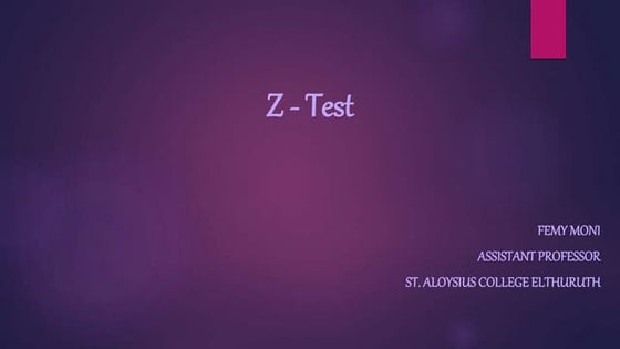 Z-Test with Examples | PPTX | Chemistry | Science