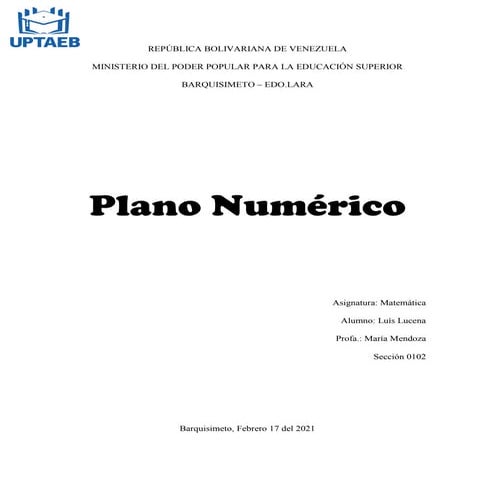 Plano Numérico | PPTX