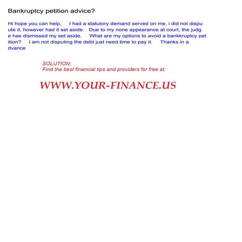 Bankruptcy Petition Advice Pdf