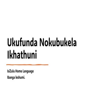 Ukufunda Nokubukela. Ngesihloko Sekhathuni | PDF
