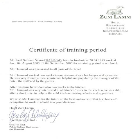 Certificate of Practical Training | PDF