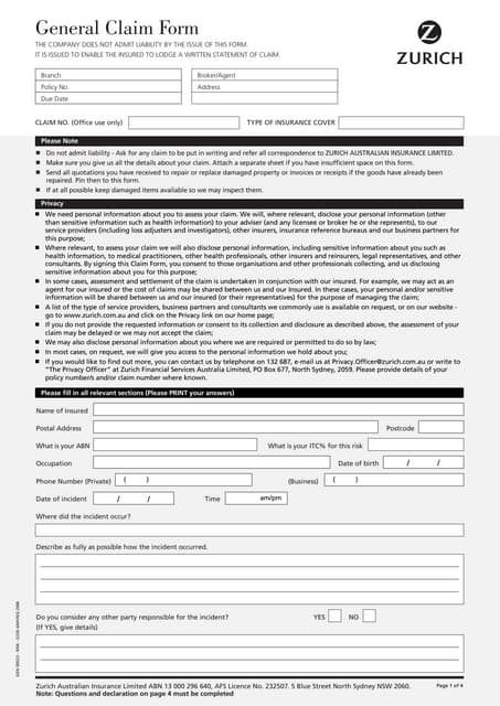 QBE Liability Incident Report Form | PDF