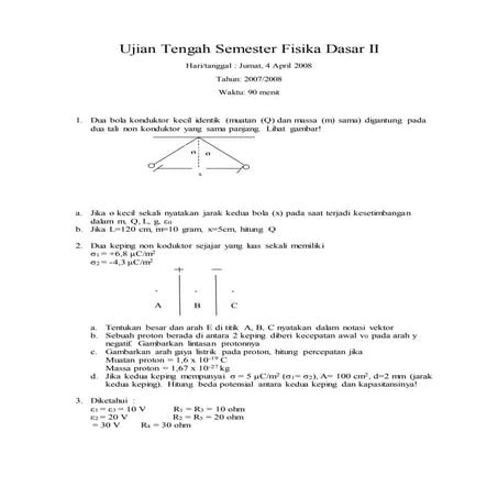 Ujian tengah semester fisika dasar ii 2008 | PDF