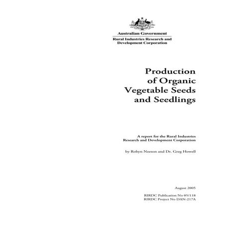Production of Organic Vegetable Seeds and Seedlings ~ Australia | PDF