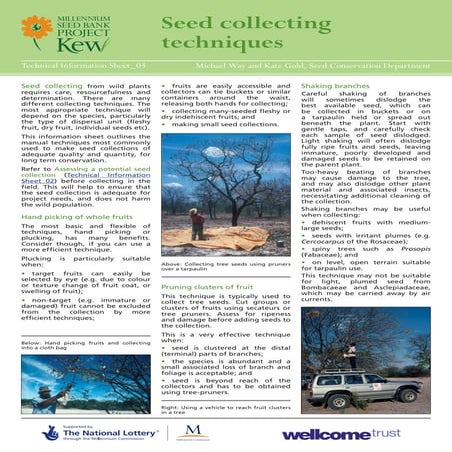 Seed Collecting Techniques ~ Royal Botanic Gardens | PDF
