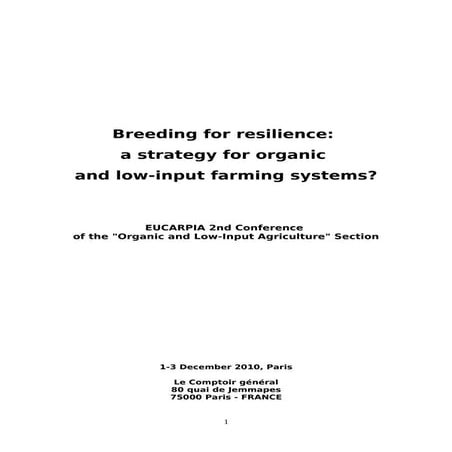 Breeding for Resilience: A Strategy for Organic and Low-Input Farming ...