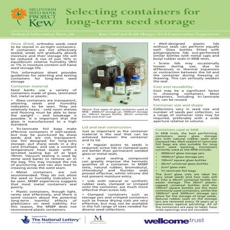 Selecting Containers for Long-Term Seed Storage | PDF