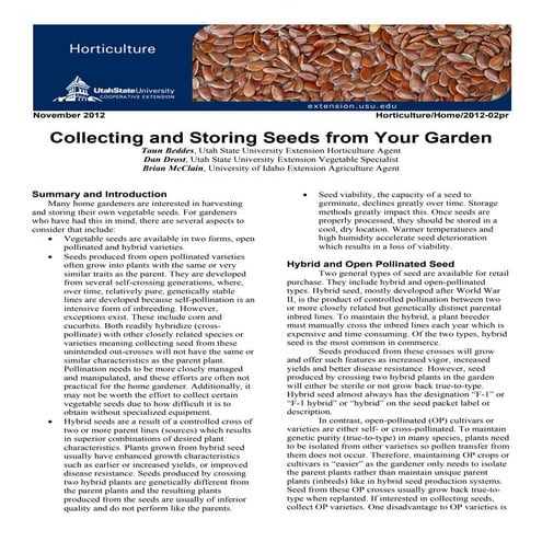 Collecting and Storing Seeds from Your Garden ~ USU | PDF | Agriculture ...