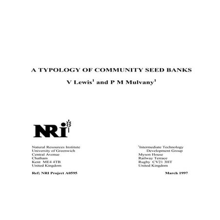 A Typology of Community Seed Banks | PDF