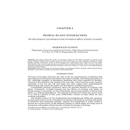 People-Plant Interaction: The Physiological, Psychological and ...