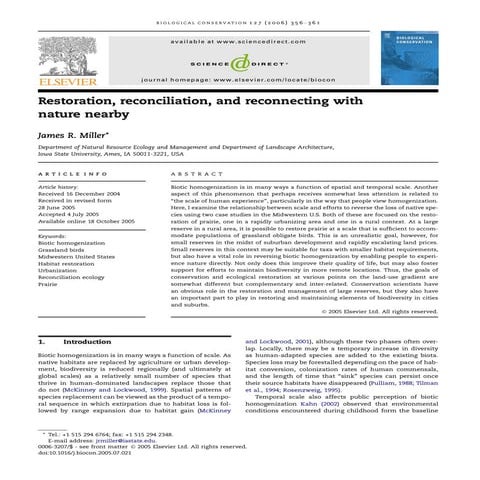 Restoration, Reconciliation, and Reconnecting with Nature Nearby | PDF
