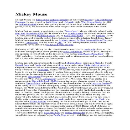 Mickey mouse topic | DOCX