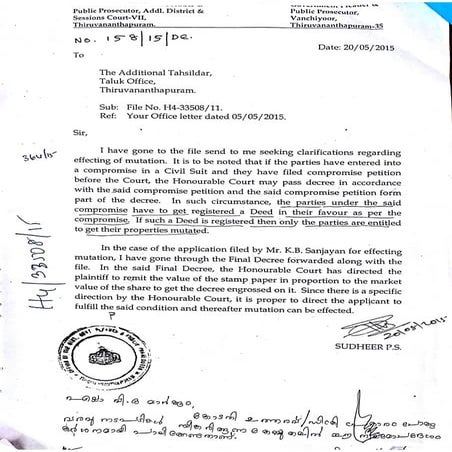 Mutation of land as per court decree | PDF