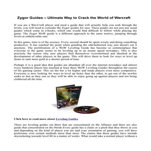 Zygor Guides - Crack WOW Fast! | PDF
