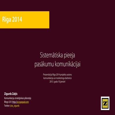 Sistemātiska pieeja pasākumu komunikāciju plānošanai. Prezentācija ...