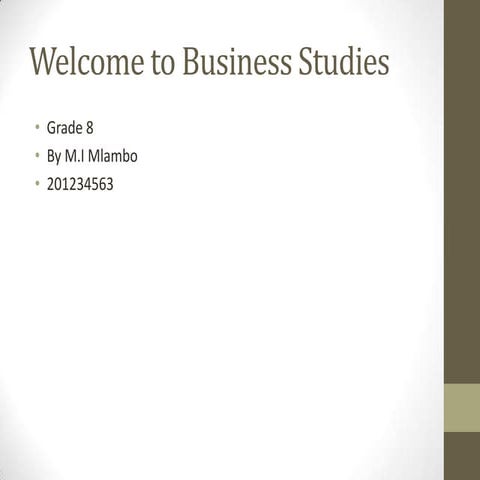 Business Studies. grade 8 | PPTX